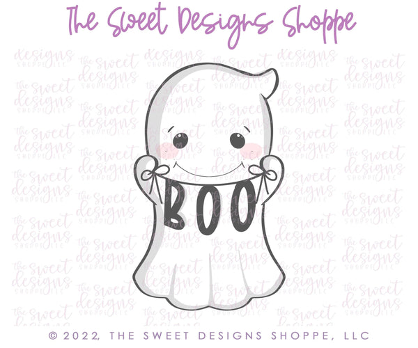 Product Type: Cookie Cutters - Name: Ghost with Boo Banner - Cookie ...