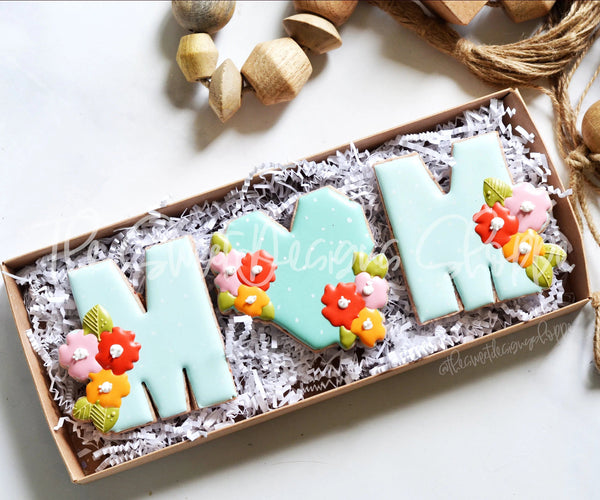 Product Type: Cookie Cutters - Name: MOM with Geometric Floral Heart ...
