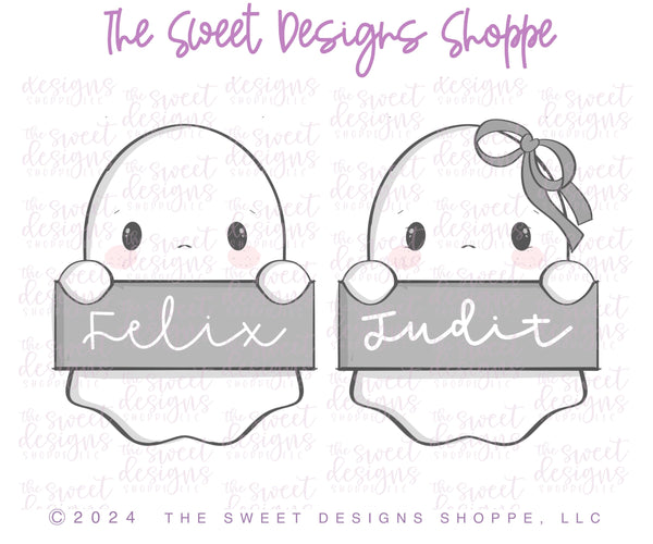 Product Type: Cookie Cutters - Name: Peeking Plaque Ghosts Pair Cookie ...